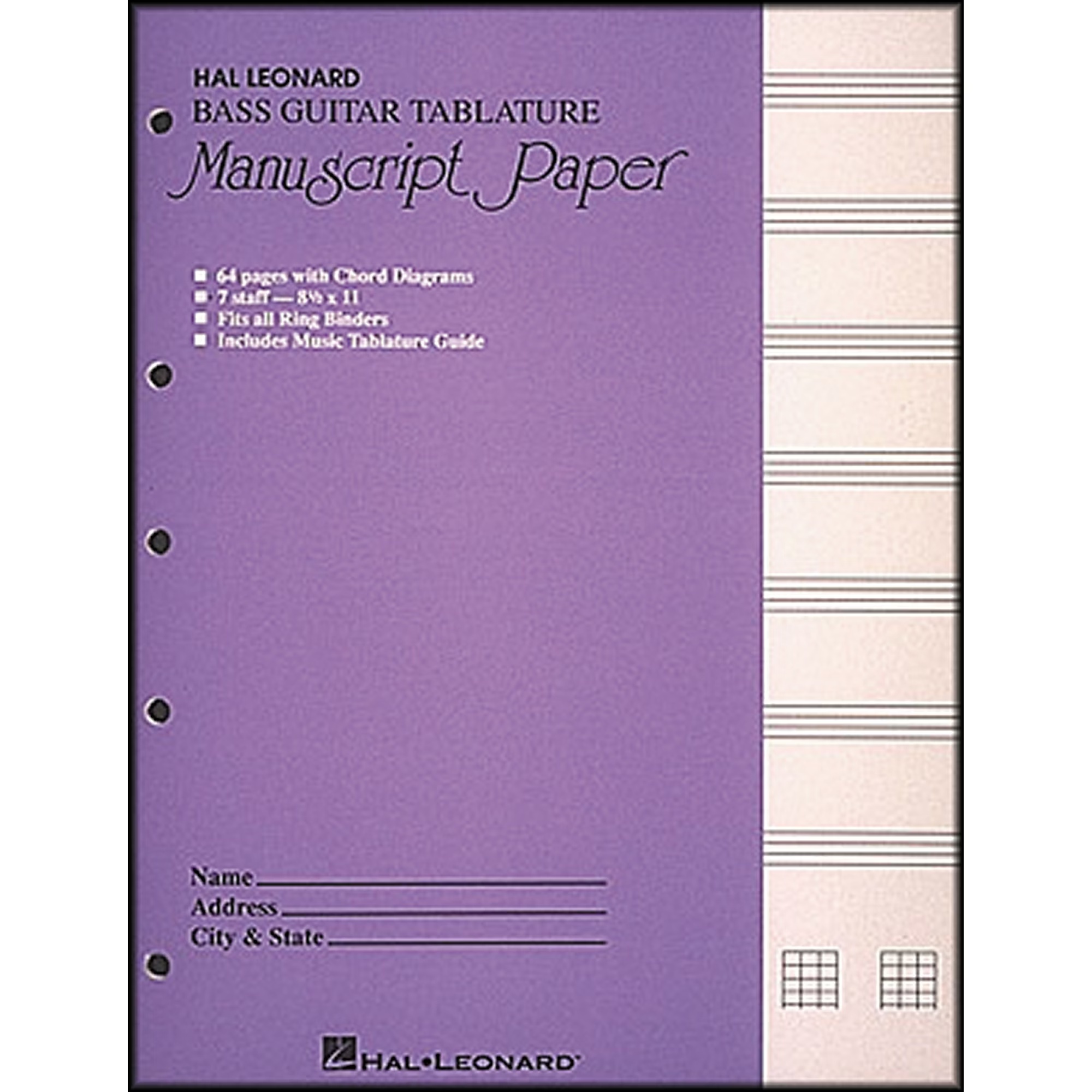 Hal Leonard Bass Guitar Tablature Manuscript Paper Standard - Music & Arts