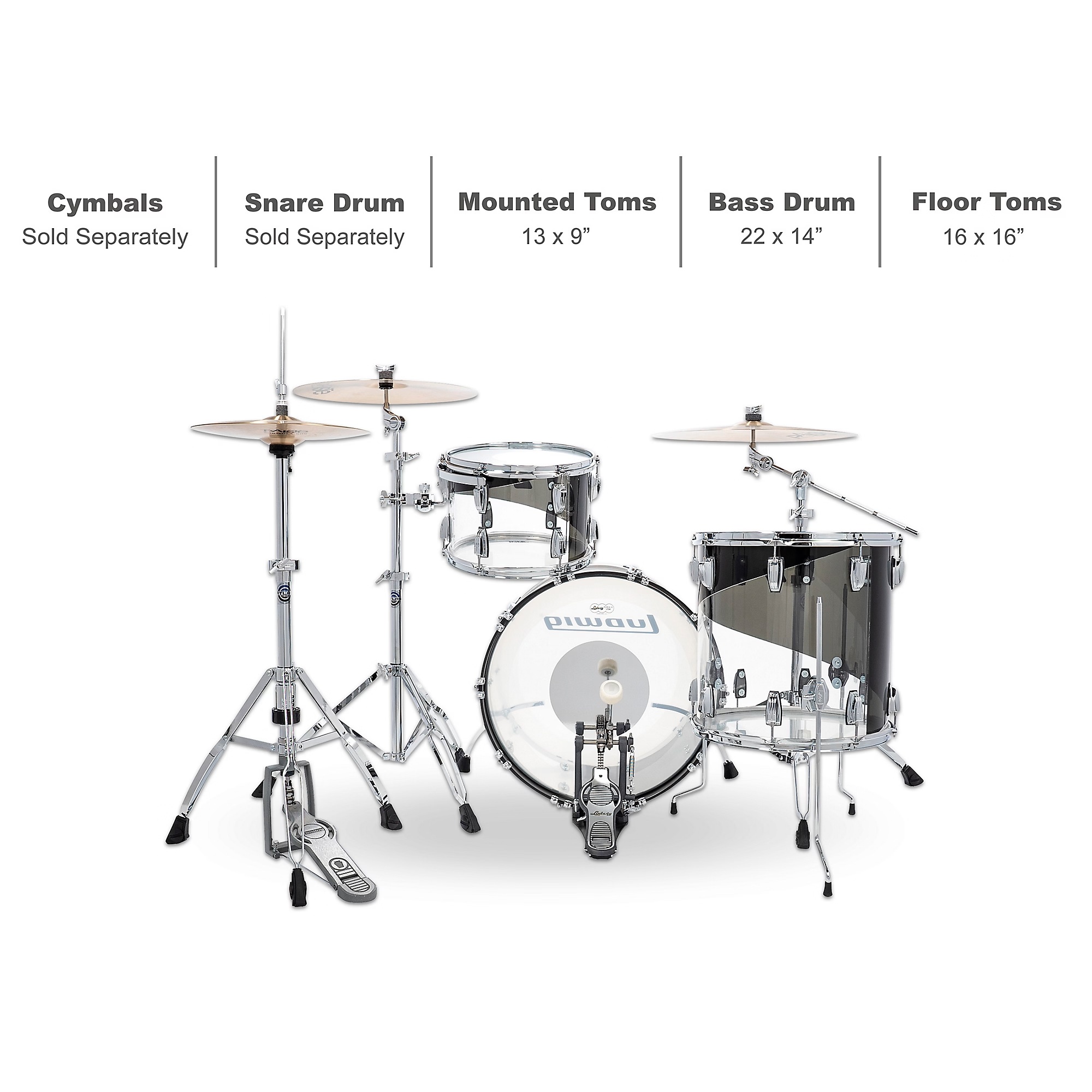 Ludwig Vistalite 50th Anniversary Fab 3-Piece Shell Pack With 22" Bass ...