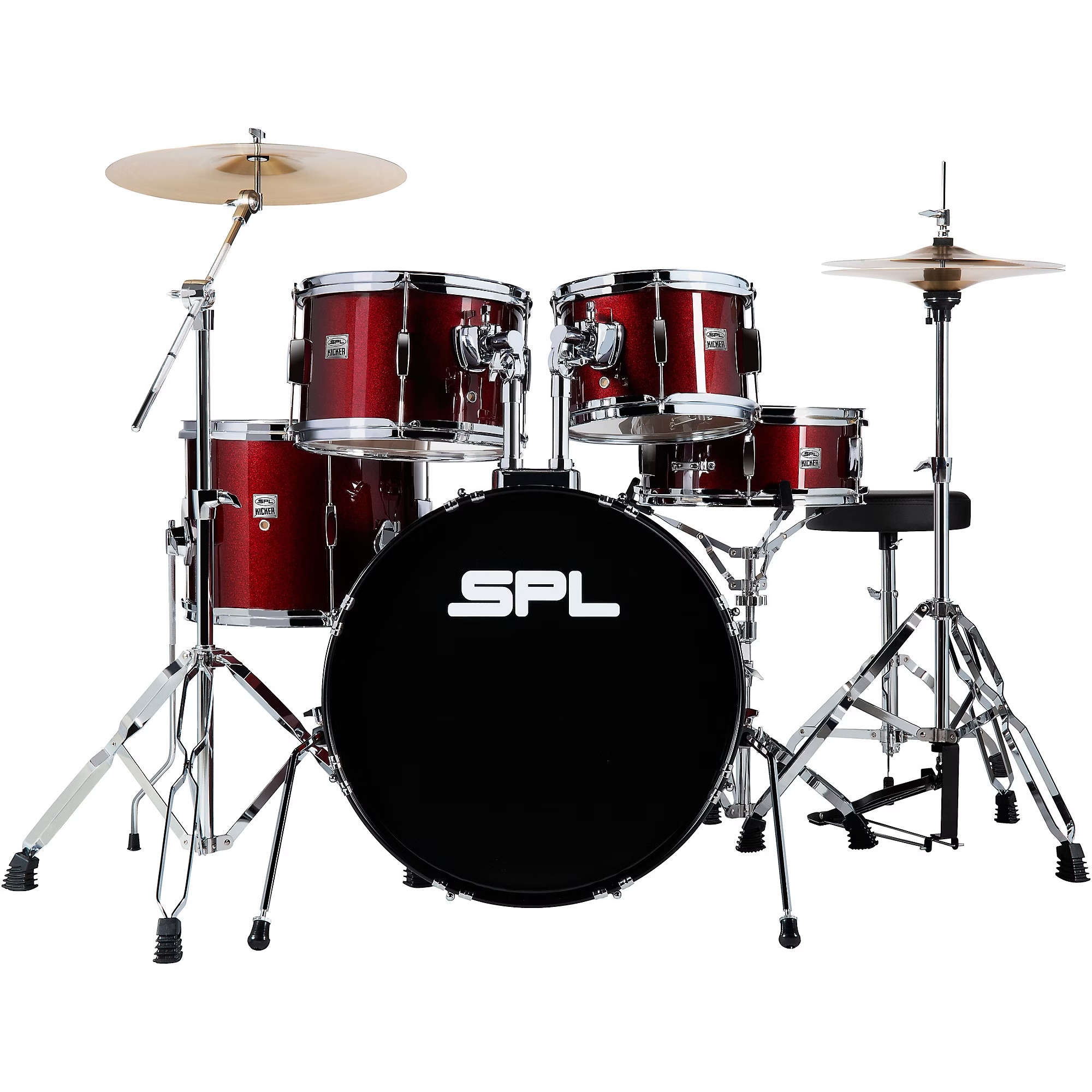 Sound Percussion Labs Kicker 5-Piece Complete Drum Set Dark Red - Music ...