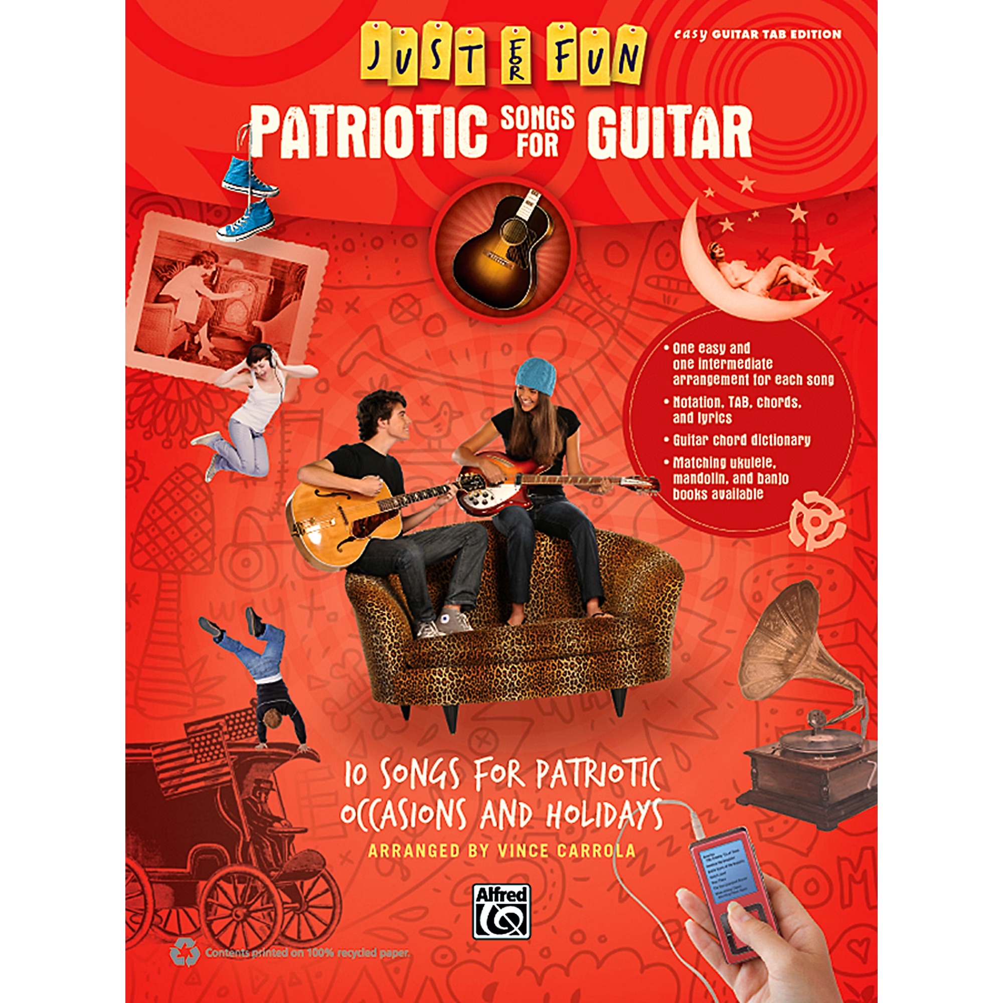 Alfred Just for Fun Patriotic Songs for Guitar Easy TAB Book Standard ...