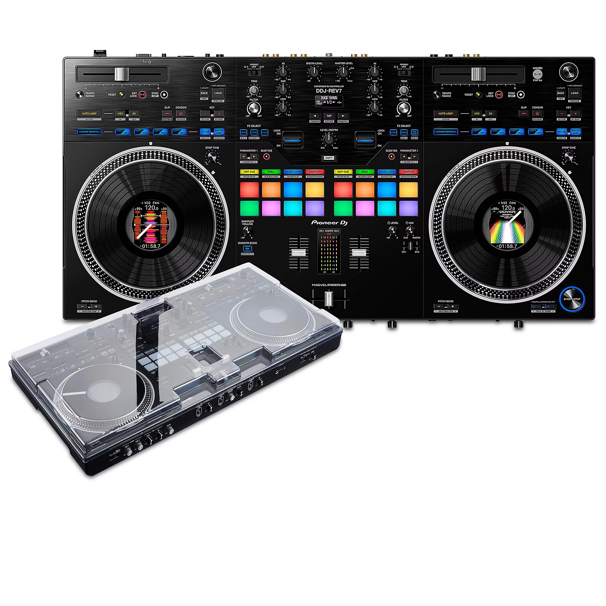 Pioneer DJ DDJ-REV7 and Decksaver Cover Bundle Standard - Music & Arts